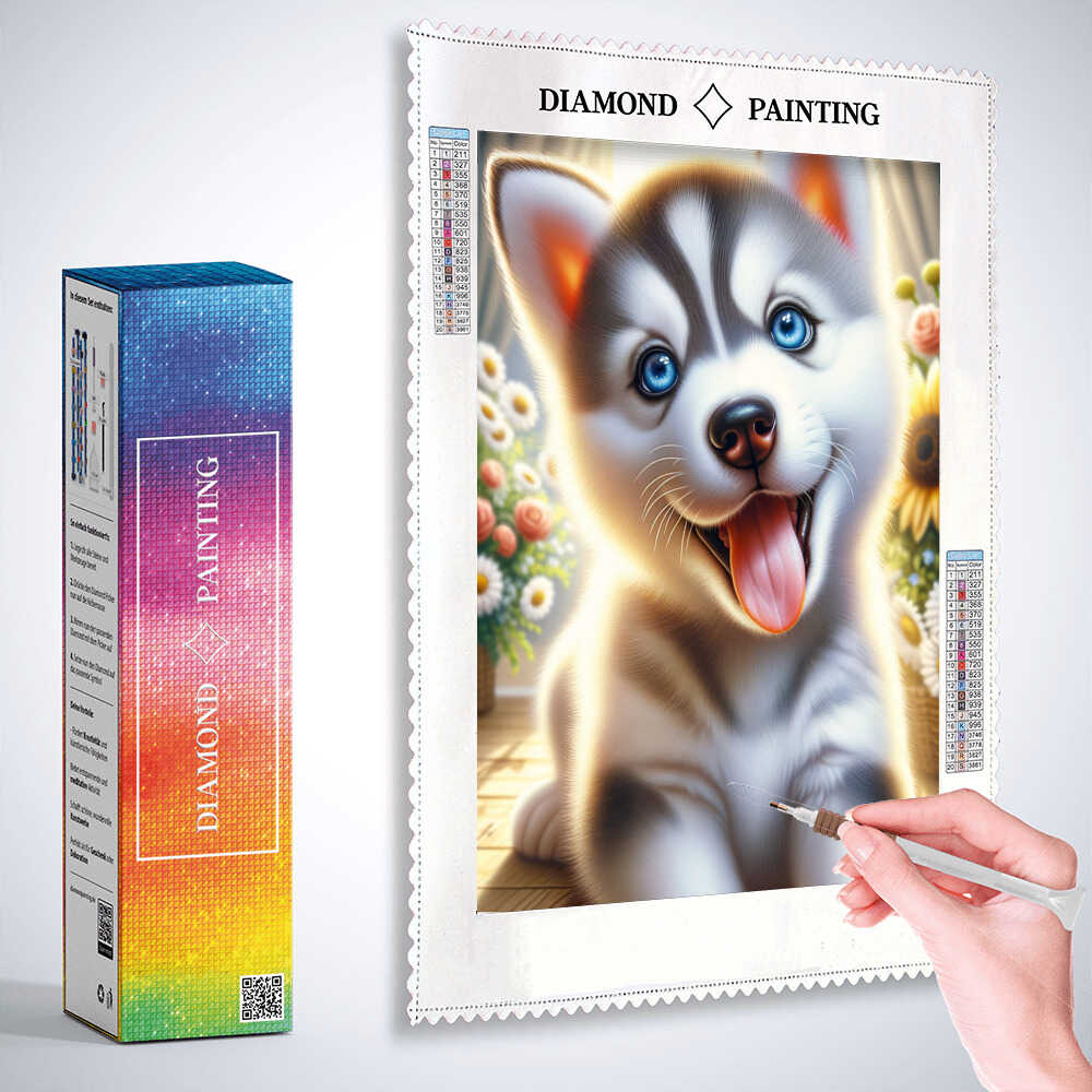 Diamond Painting - Husky Welpe vergnügt - Jetzt kaufen