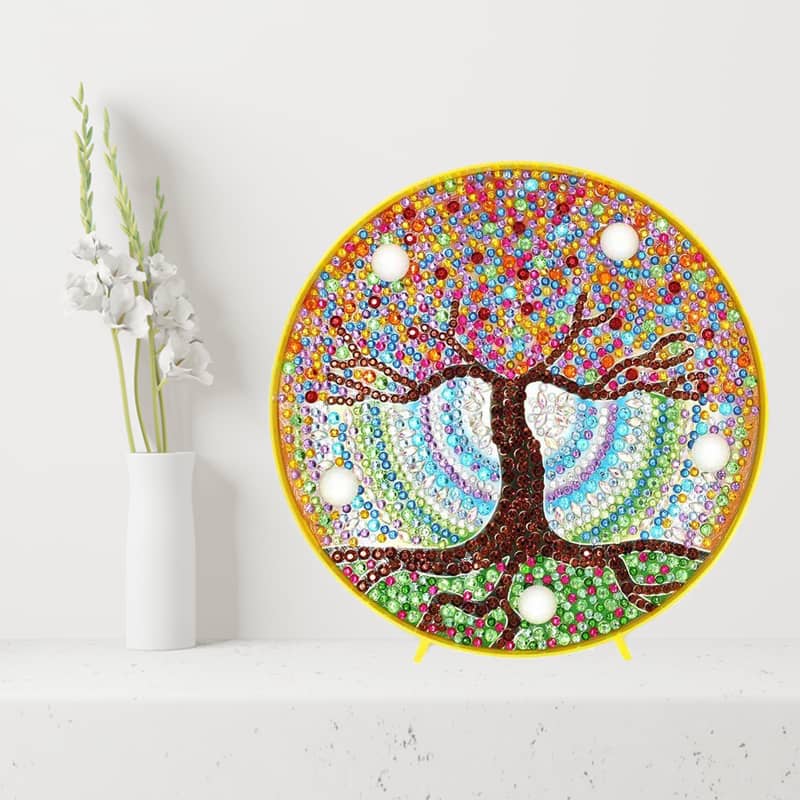 Diamond Painting - Runde LED Lampe, Baum - Jetzt kaufen