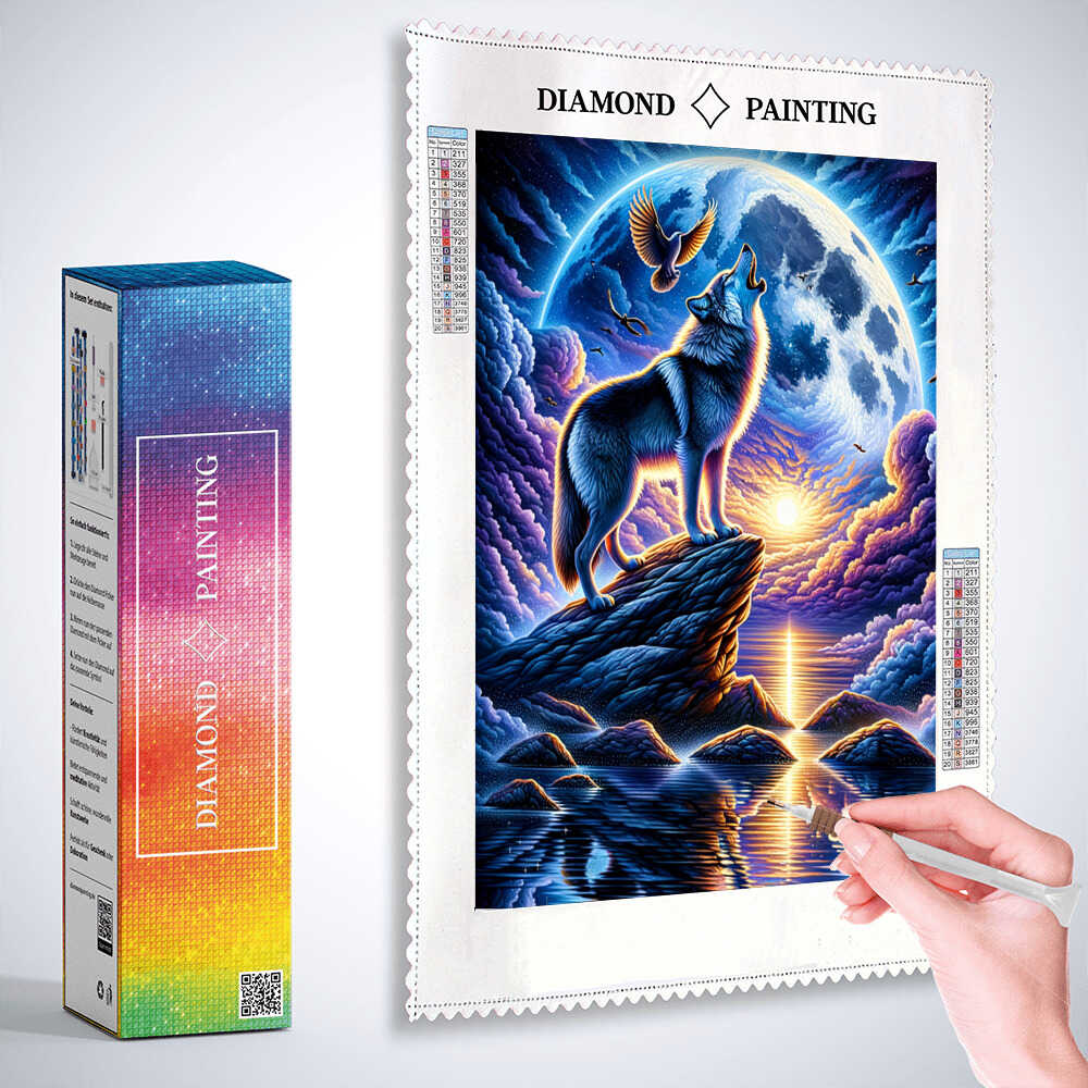 Diamond Painting - Wolf auf Felsvorsprung - Jetzt kaufen