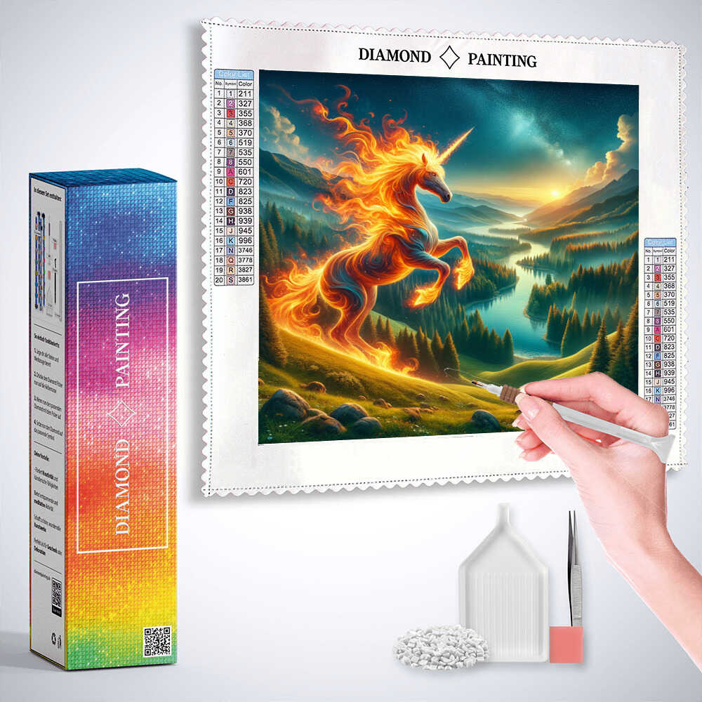 Diamond Painting - Fire Unicorn - Jetzt kaufen