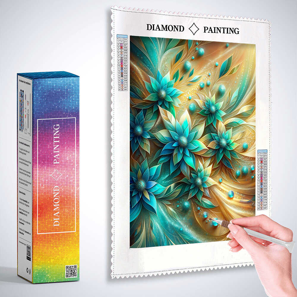 Diamond Painting - Abstrakte Blumen Türkis - Jetzt kaufen